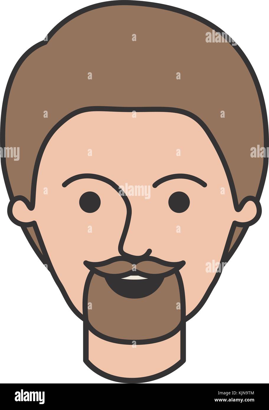 male face with short hair and goatee beard in colorful silhouette Stock ...