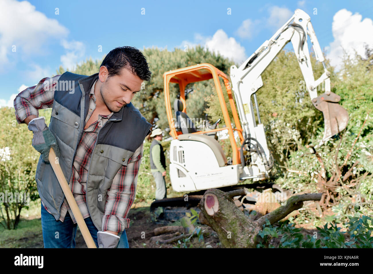 Digging up the garden Stock Photo - Alamy