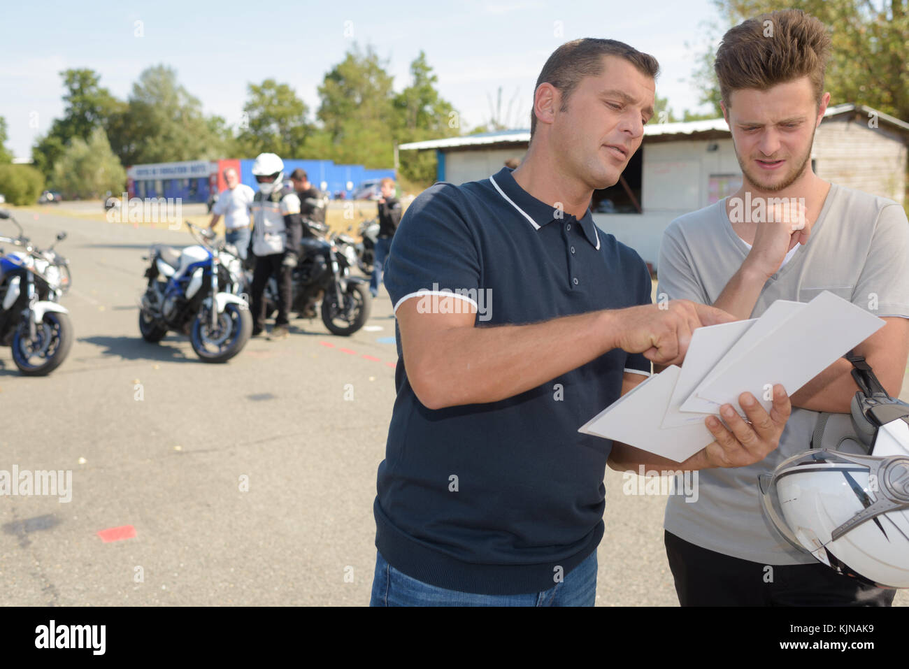 motorcycle driving lesson Stock Photo - Alamy