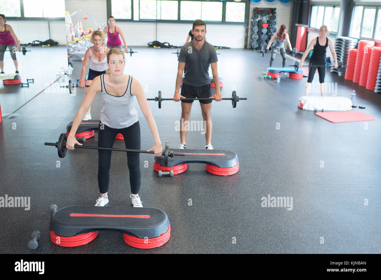 crossfit training with weights and kettlebells Stock Photo - Alamy