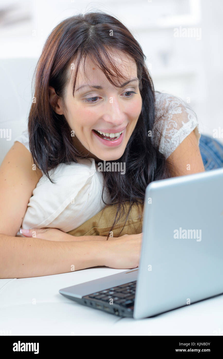 woman socializing in the internet Stock Photo - Alamy