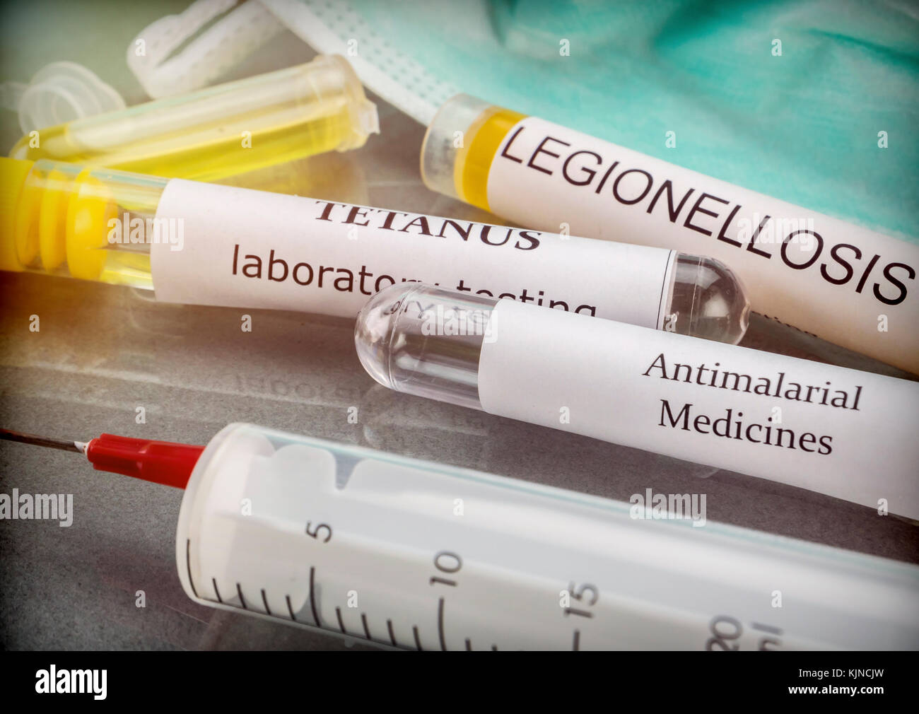 Some vials with samples of contagious diseases in a clinical laboratory ...
