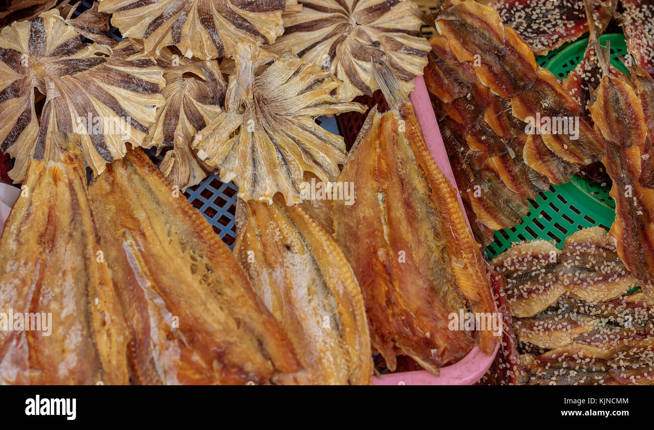 Dried seafood in market morning smell Stock Photo - Alamy
