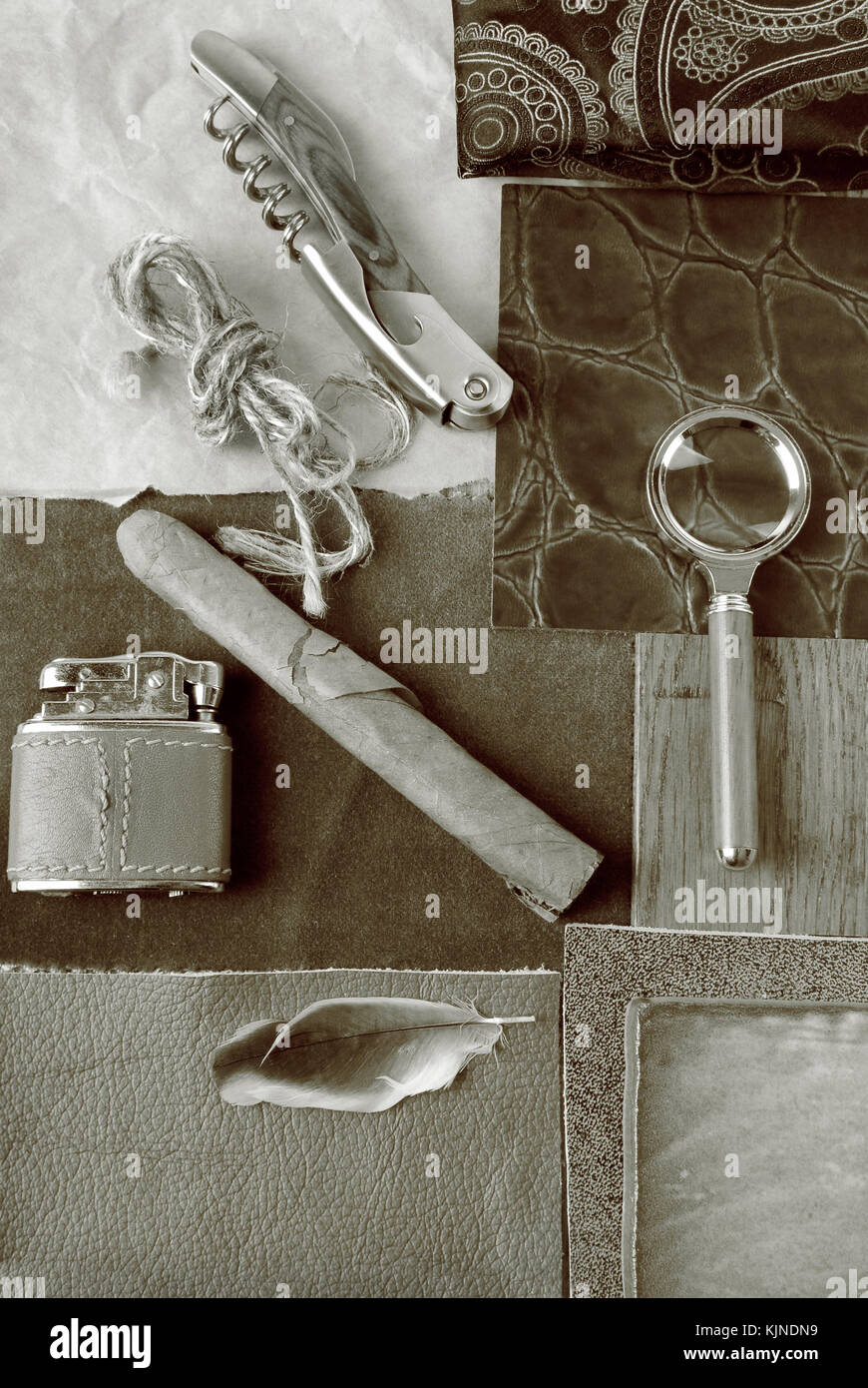 vintage retro objects in sepia color Stock Photo - Alamy