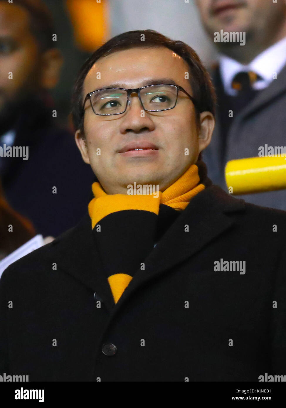 Wolverhampton Wanderers Executive Chairman Jeff Shi in the stands Stock ...
