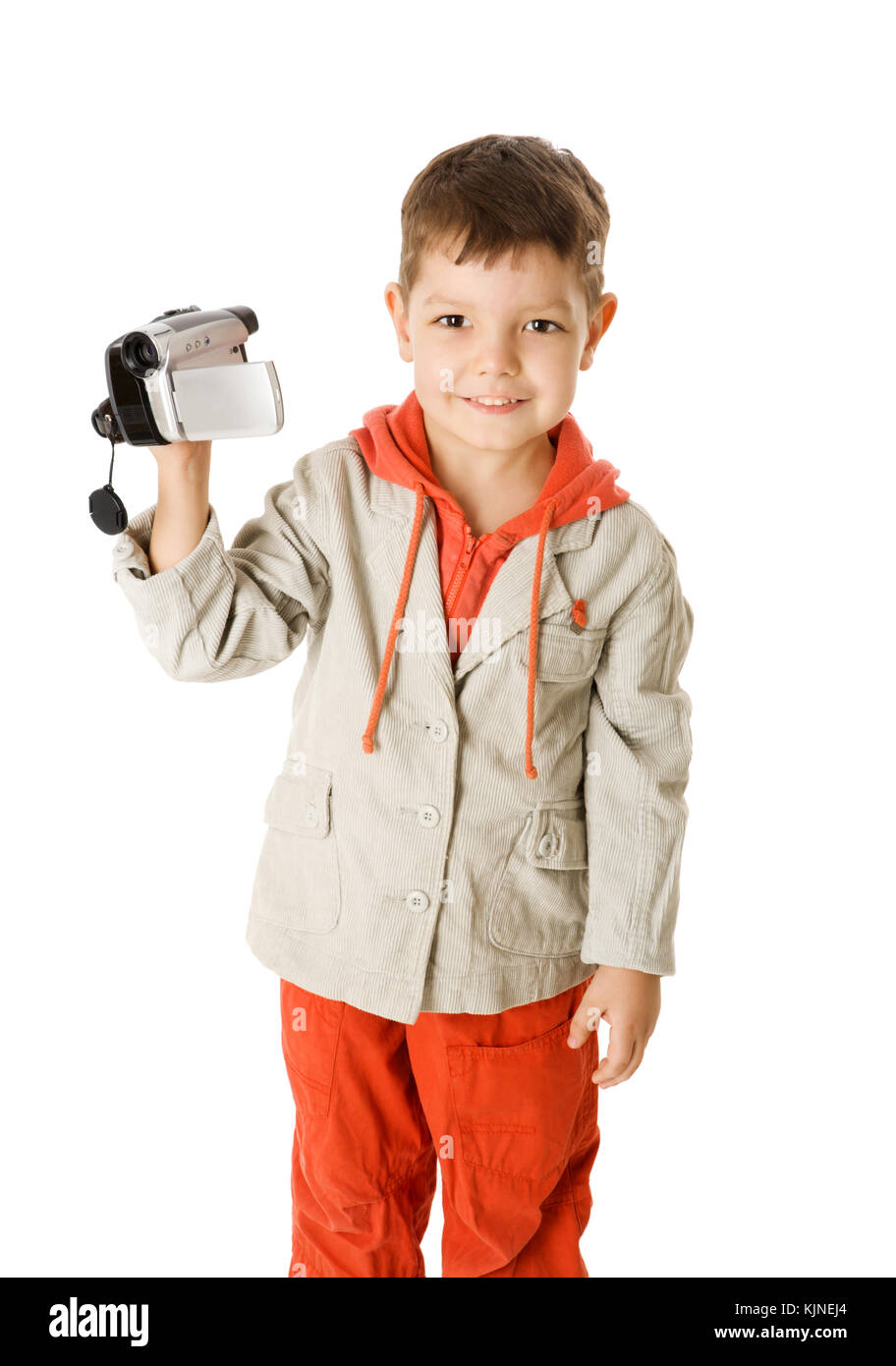 Little boy shooting film with digital camera isolated Stock Photo - Alamy