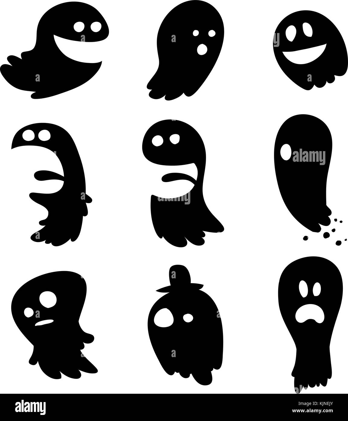 Set ghosts halloween holiday Black and White Stock Photos & Images - Alamy