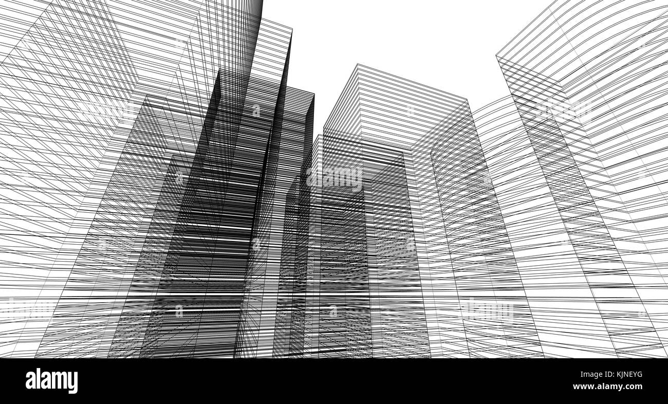 Abstract architectral drawing sketch,Illustration Stock Photo - Alamy