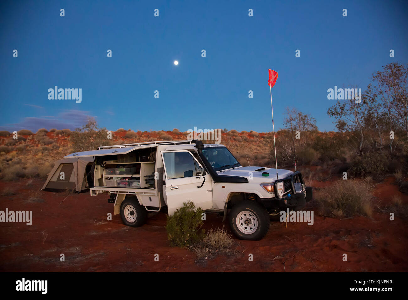 Moon Setting over Camp in the Australian Outback Stock Photo - Alamy