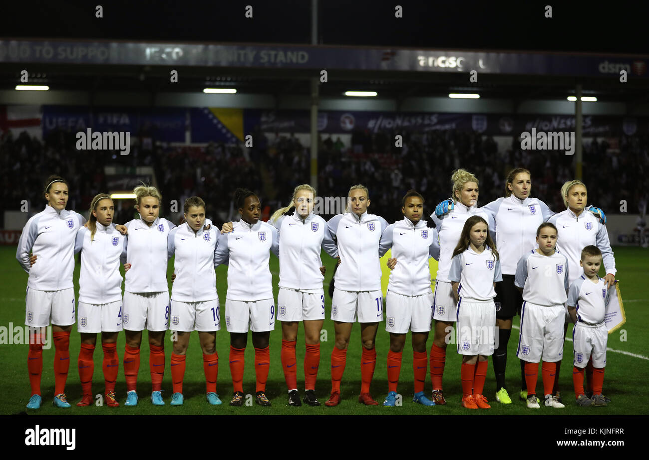Left to right, England's Lucy Bronze, Jordan Nobbs, Isobel Christiansen ...