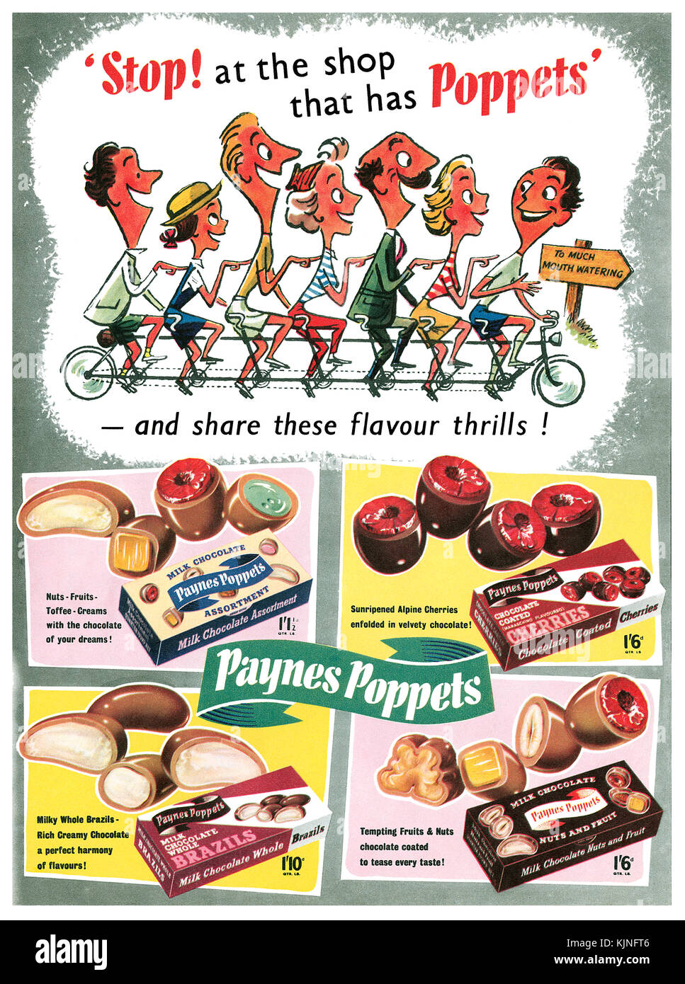 1955 British advertisement for Paynes Poppets sweets Stock Photo - Alamy