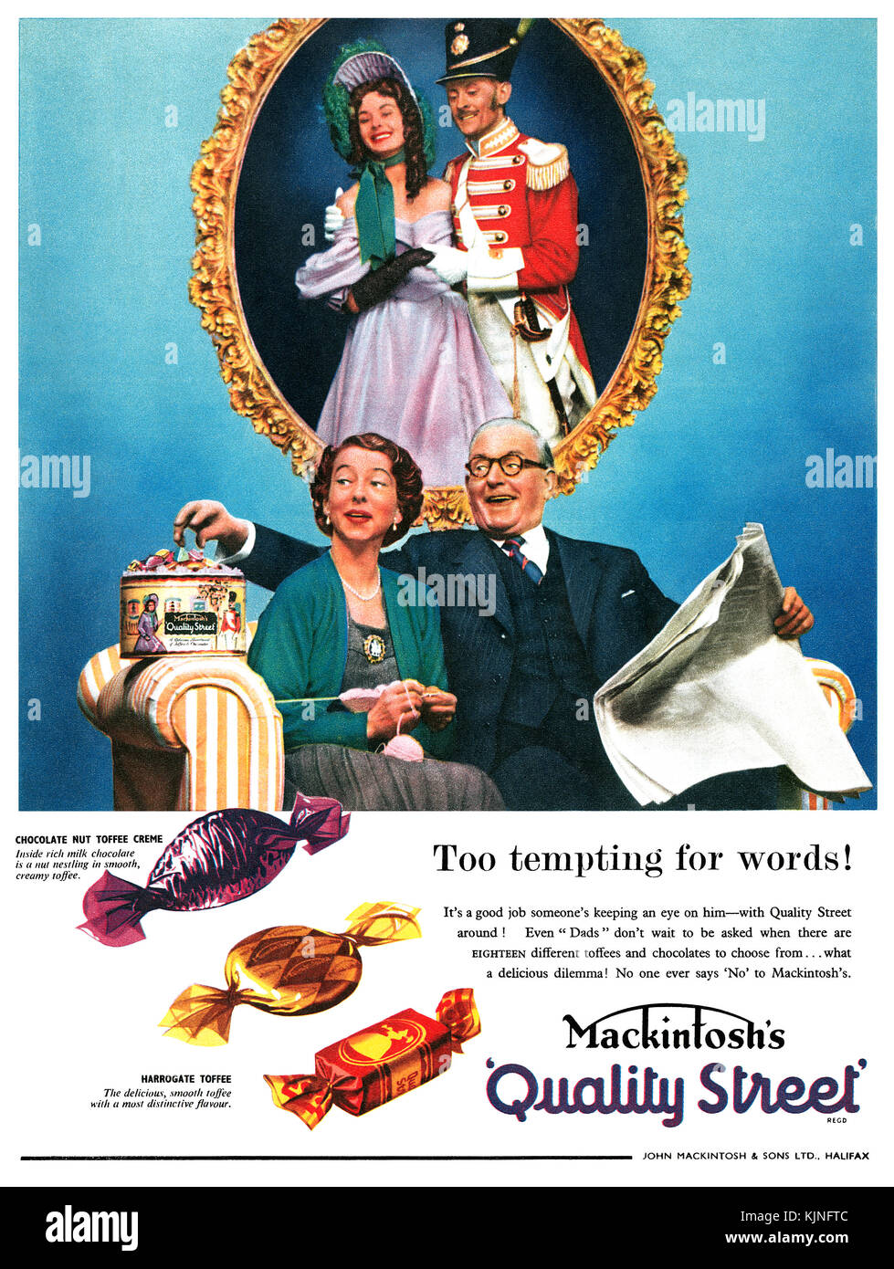 1955 British advertisement for Mackintosh's Quality Street chocolate ...