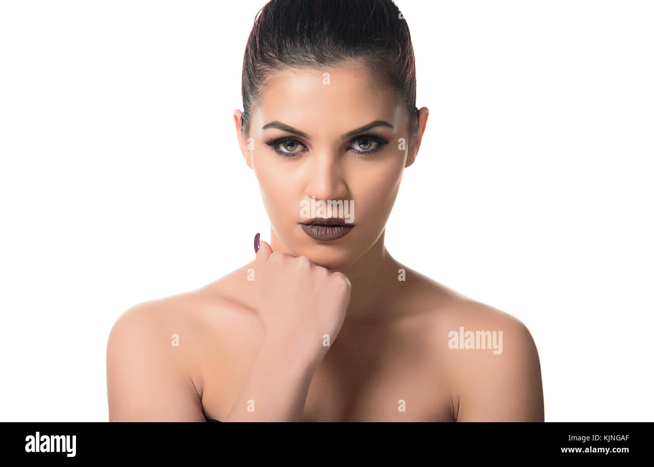 Close Up Portrait Of Beautiful Woman Perfect Makeup On Beautiful Face