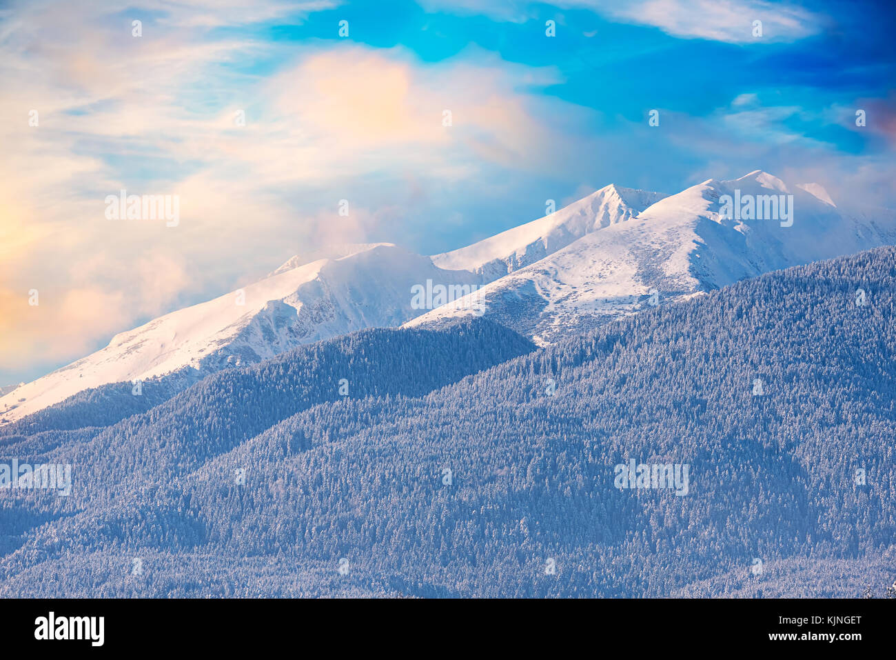 Beautiful mountain landscape, a mountain covered with snow Stock Photo ...