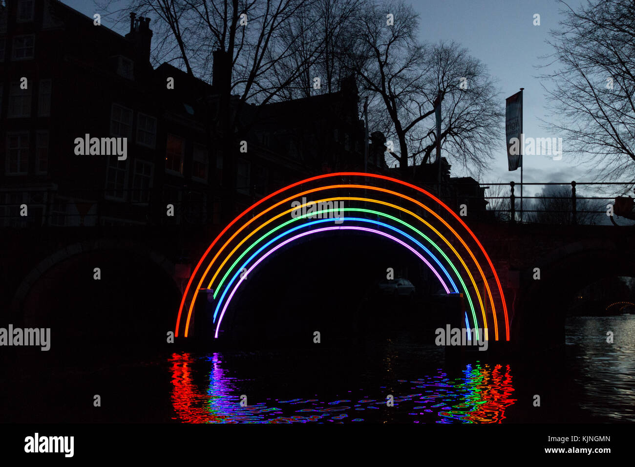 Amsterdam, Netherlands – January 14, 2017: Illuminated “Bridge of the ...