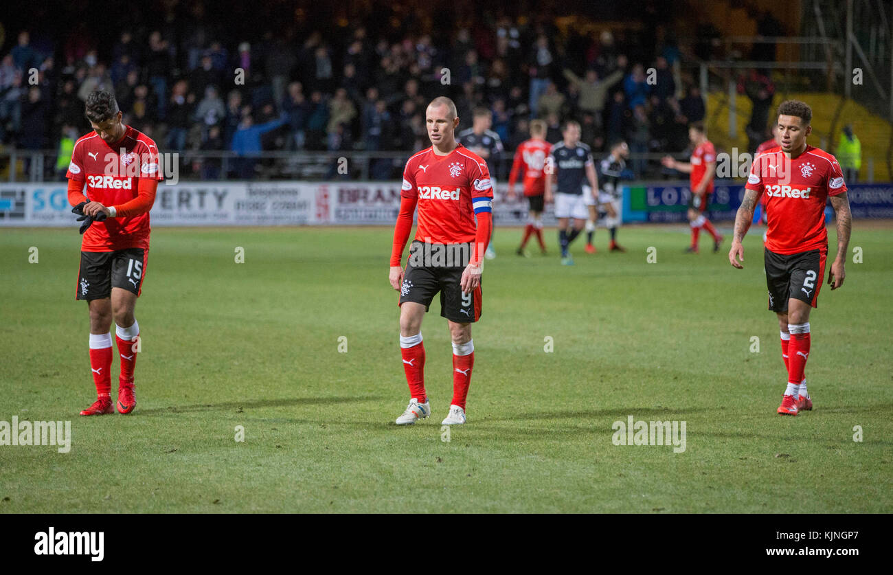 Rangers captain Kenny Miller (centre) leads his dejected team off the ...