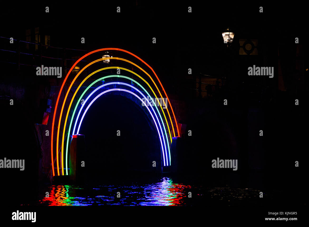 Amsterdam, Netherlands – January 14, 2017: Illuminated “Bridge of the ...