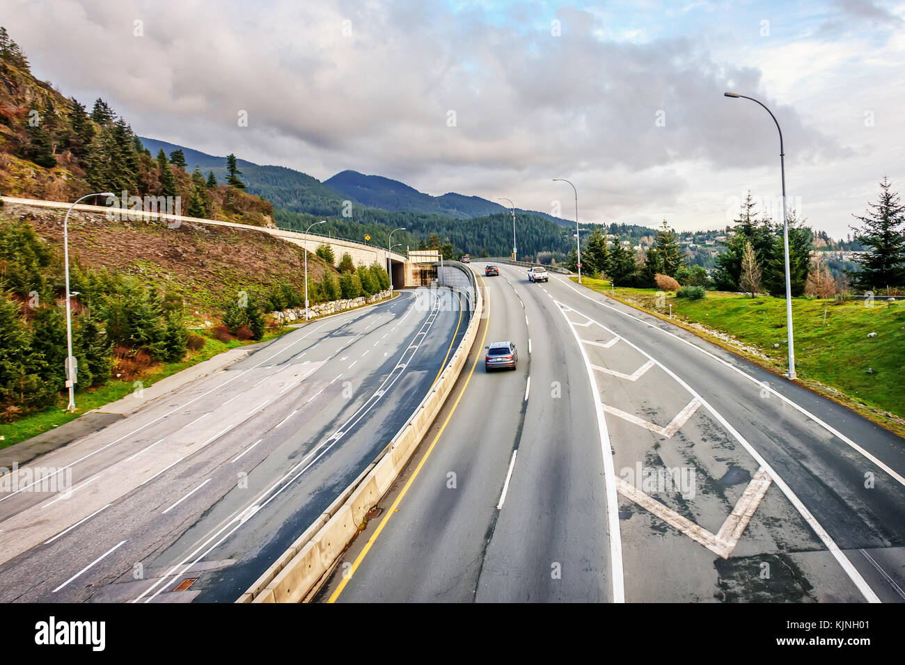 Beautiful asphalt road, highway in North America with spectacular views ...