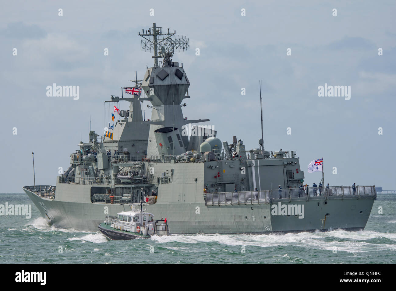 The Royal Australian Navy Frigate, HMAS Anzac (FFH150) departing ...