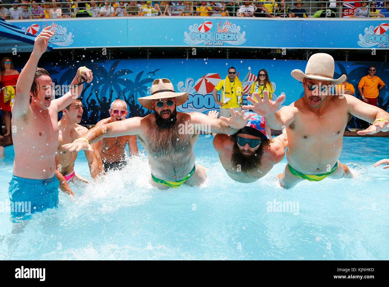 Fans enjoy the pool during day three of the Ashes Test match at The ...