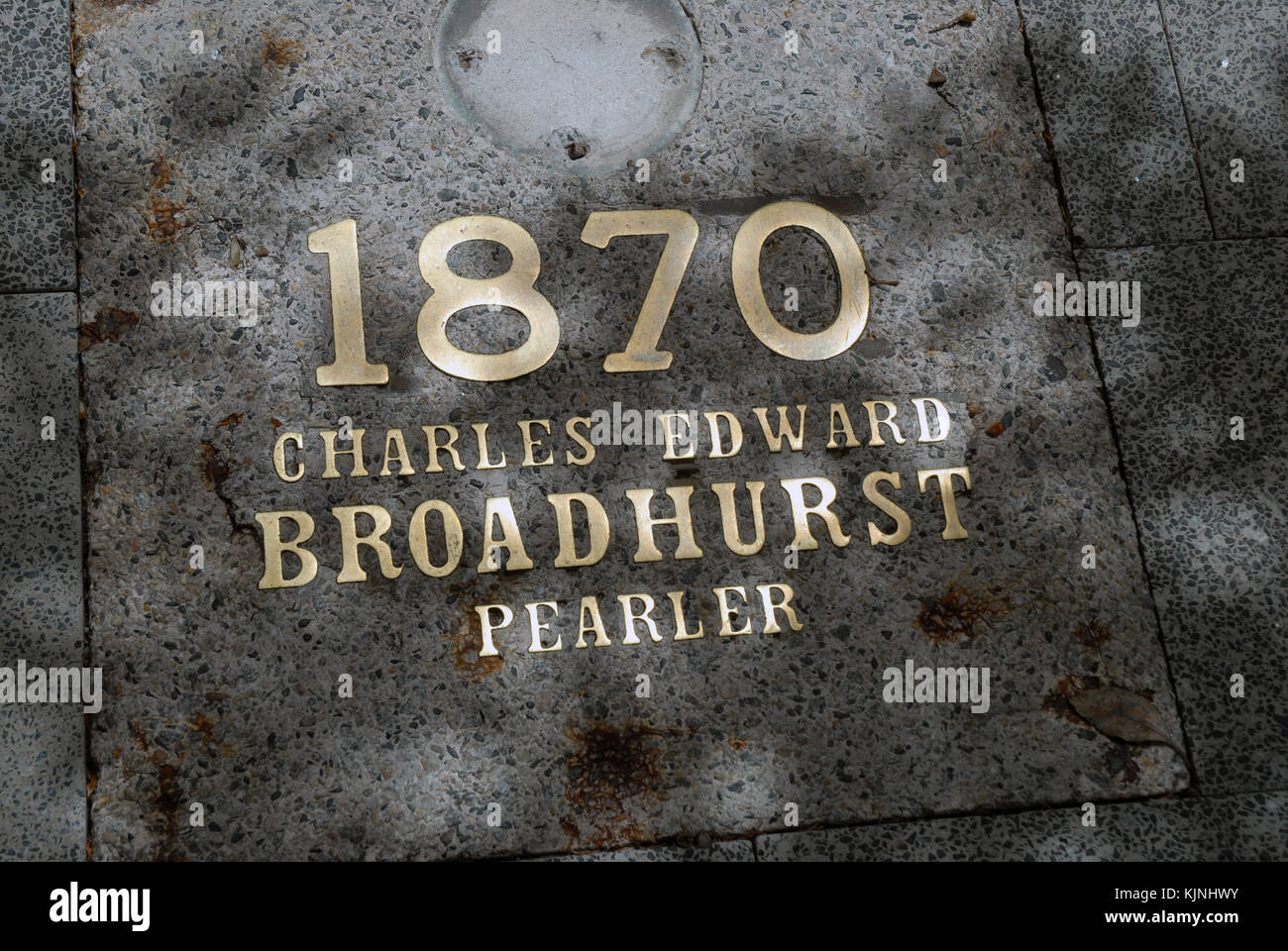 Plaque on pavement to Charles Edward Broadhurst 1870, Perth, Western ...