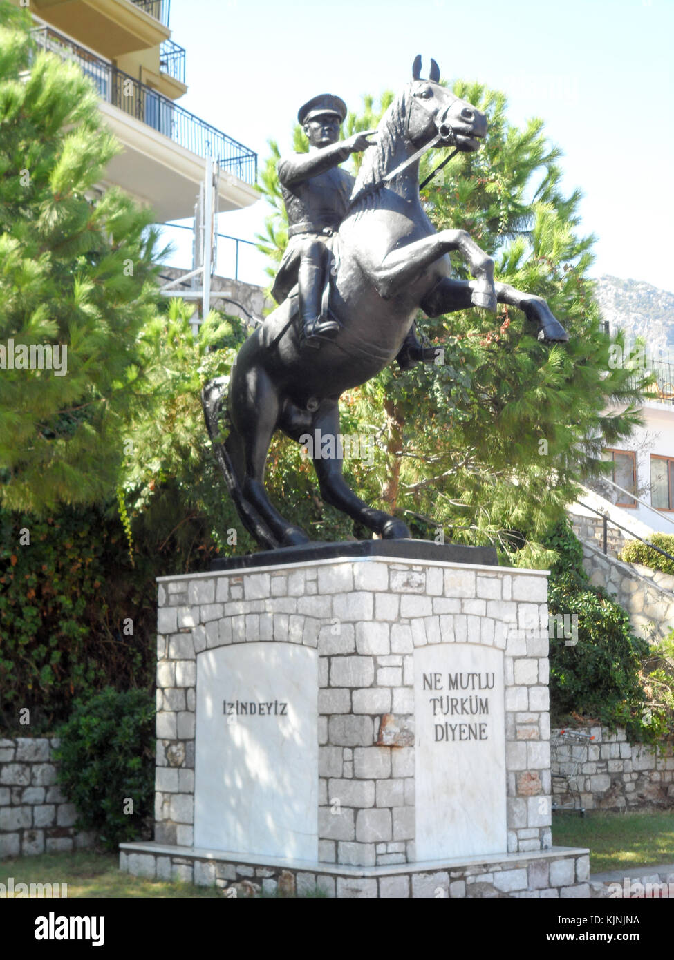 The "Happy Turkey" statue of Ataturk on horseback taken in the harbour ...
