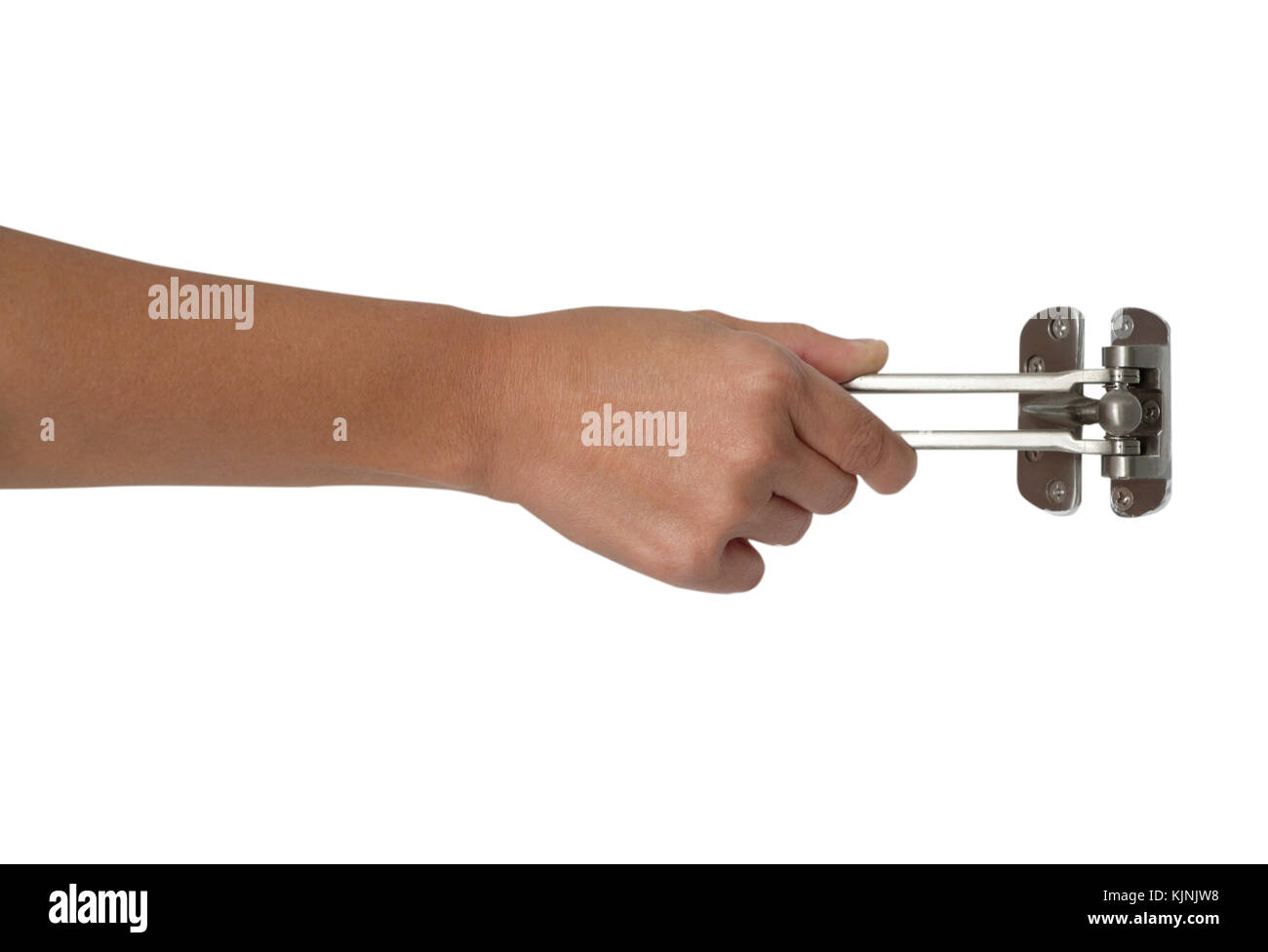 Hand is holding the door lock, Isolated on white background Stock Photo ...