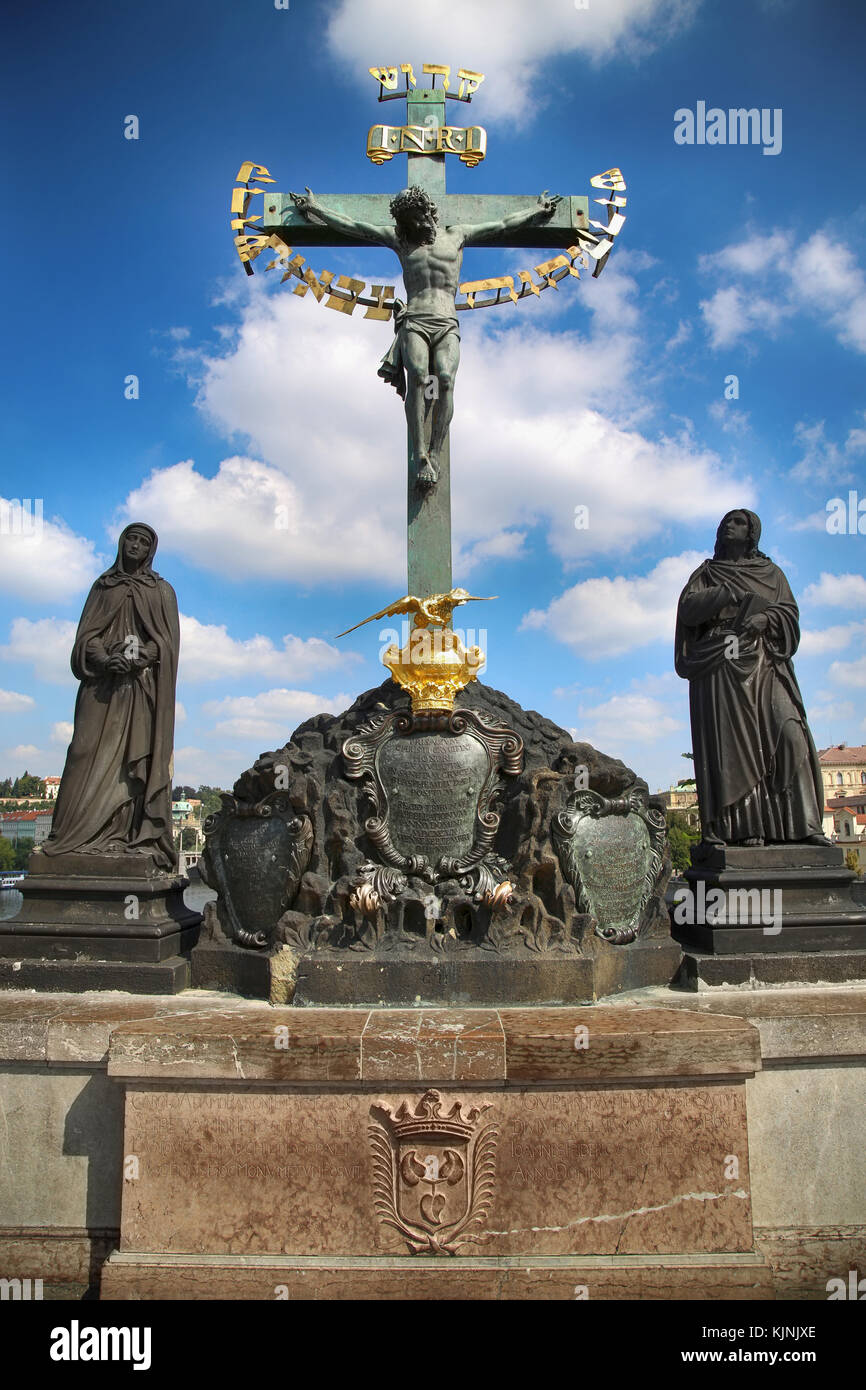 Prague Cross On Charles Bridge High Resolution Stock Photography and ...