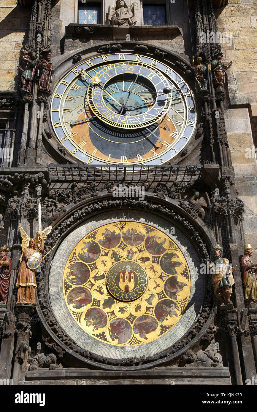 Astronomical clock Orloj at Old Town Square in Prague, Czech Republic ...
