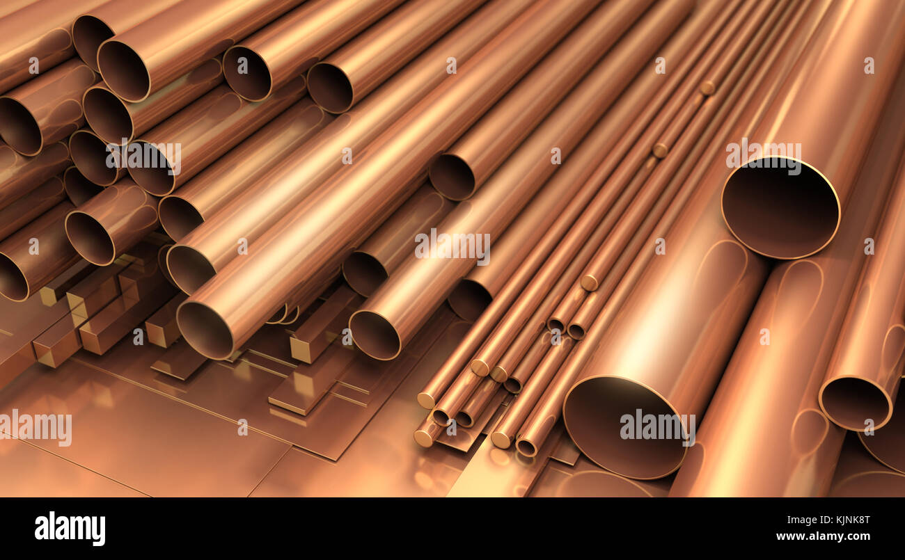 Copper Tubes - 3D Rendering Stock Photo - Alamy