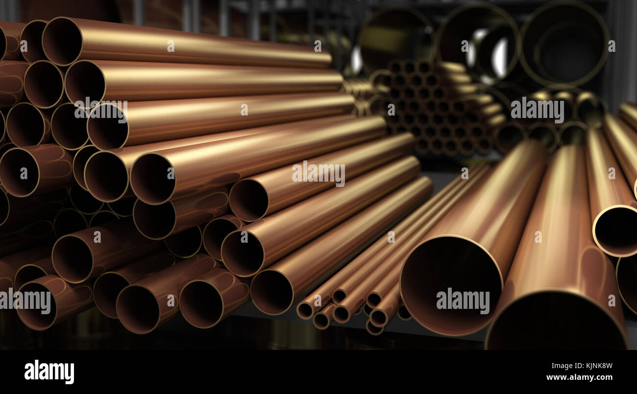 Copper Tubes - 3D Rendering Stock Photo - Alamy