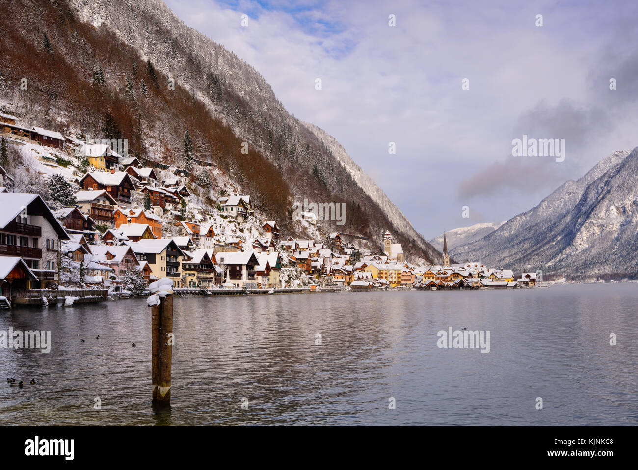 Hallstatt Christmas Village. Scenic postcard view of famous Hallstatt ...