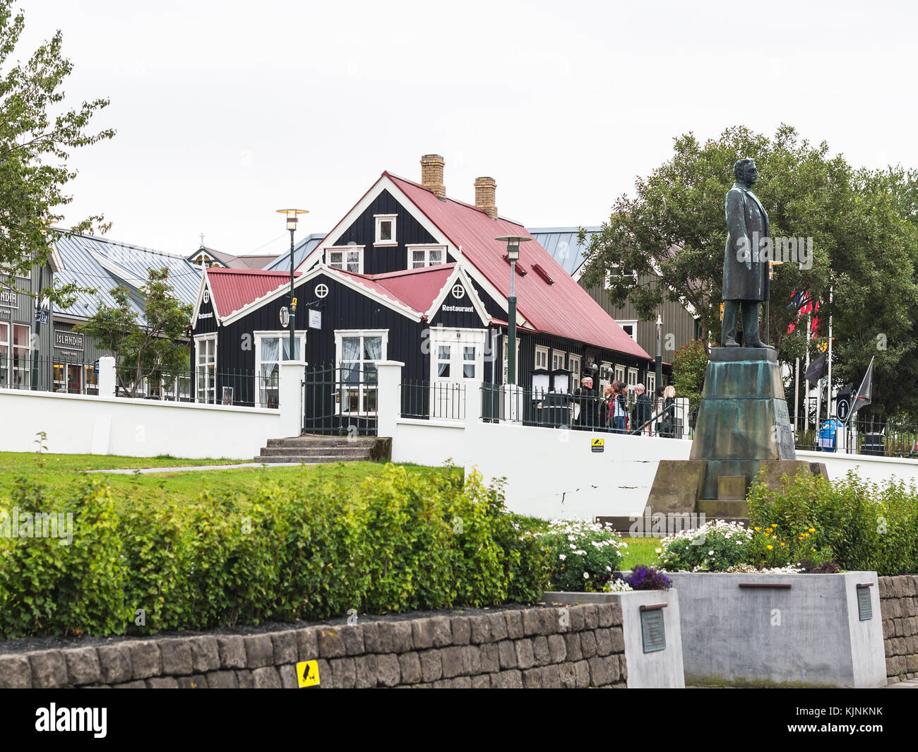 REYKJAVIC, ICELAND - SEPTEMBER 5, 2017: statue of Hannes Hafstein, he ...