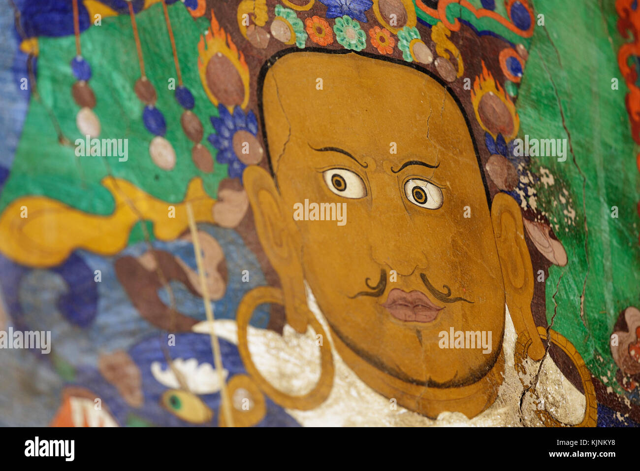 Paintings of buddhist symbols in Likir monastery, Ladakh, Jammu and ...