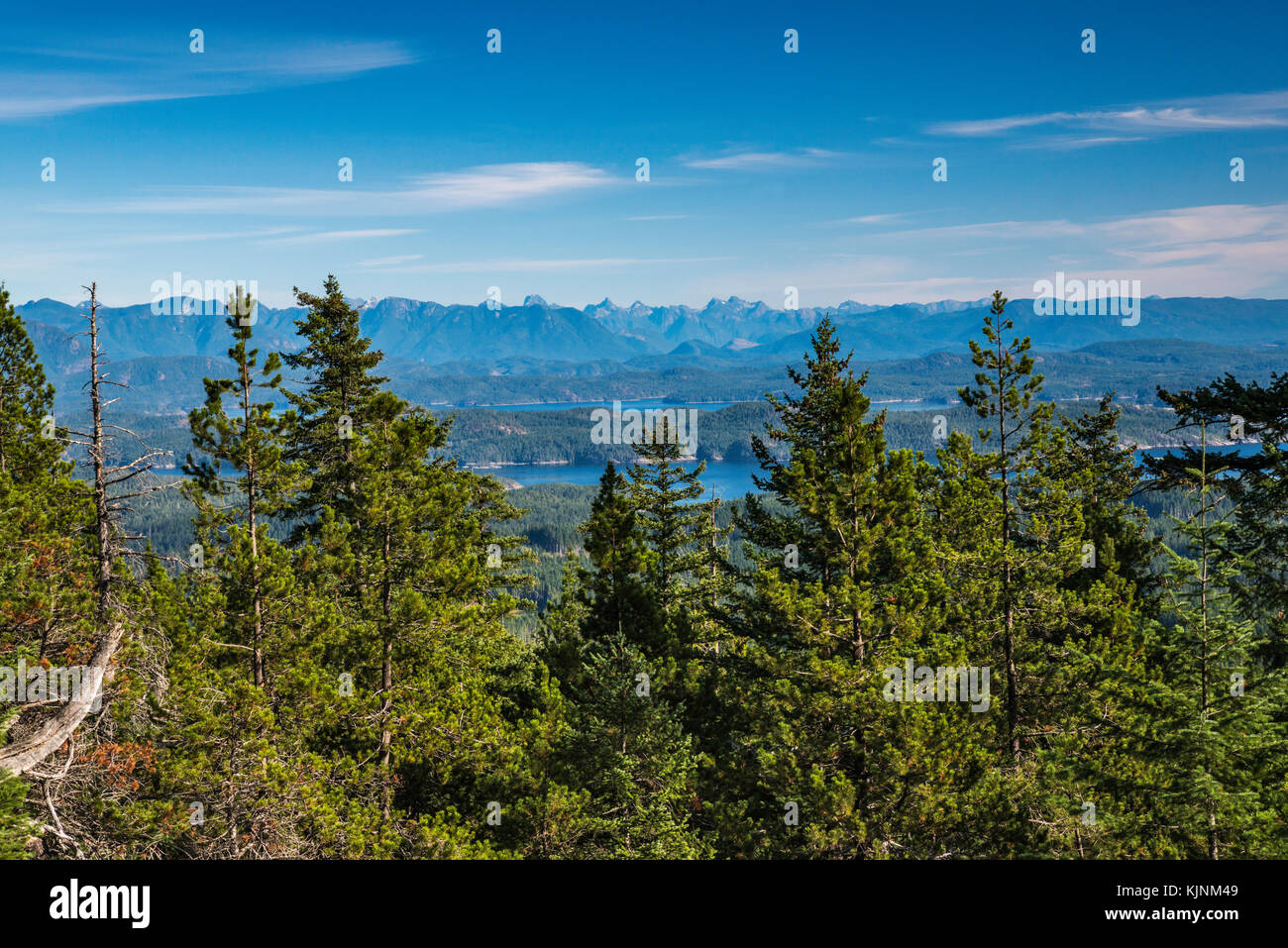 Discovery Islands with distant Coast Mountains at mainland, seen from ...