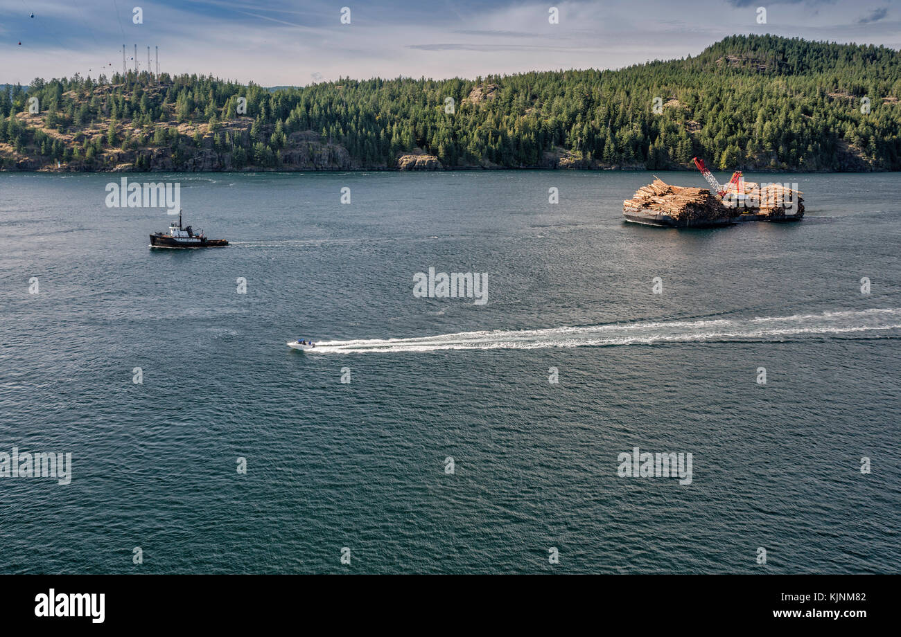 Tugboat towing ITB Beaufort Sea, barge loaded with timber, Seymour ...