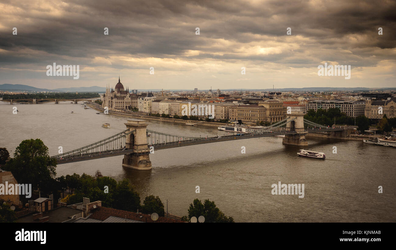 Panoramic view of the city from the Buda Hill in Budapest (Hungary ...