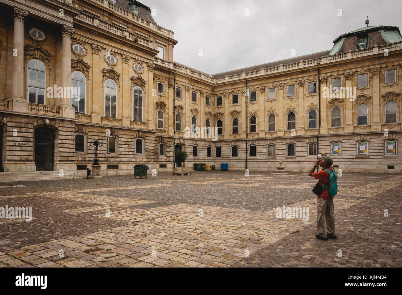 Tourist in the courtyard of the Buda Castle in Budapest (Hungary). June ...