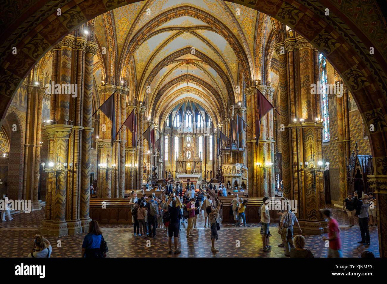 Interior of Matthias Church in Budapest (Hungary). June 2017. Landscape ...