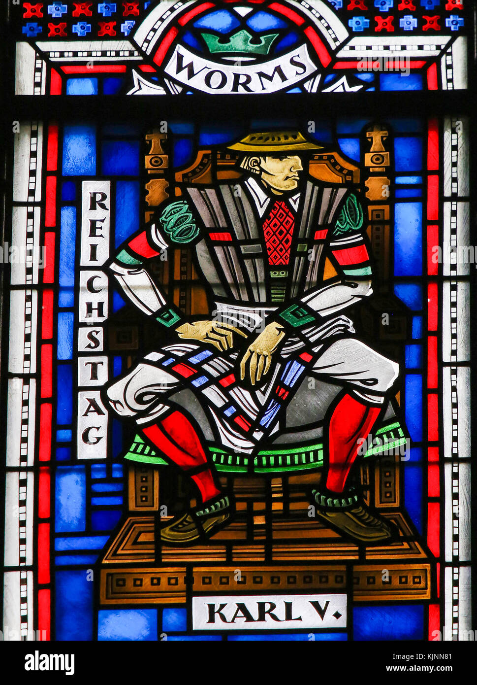 Stained Glass in Wormser Dom in Worms, Germany, depicting Emperor ...