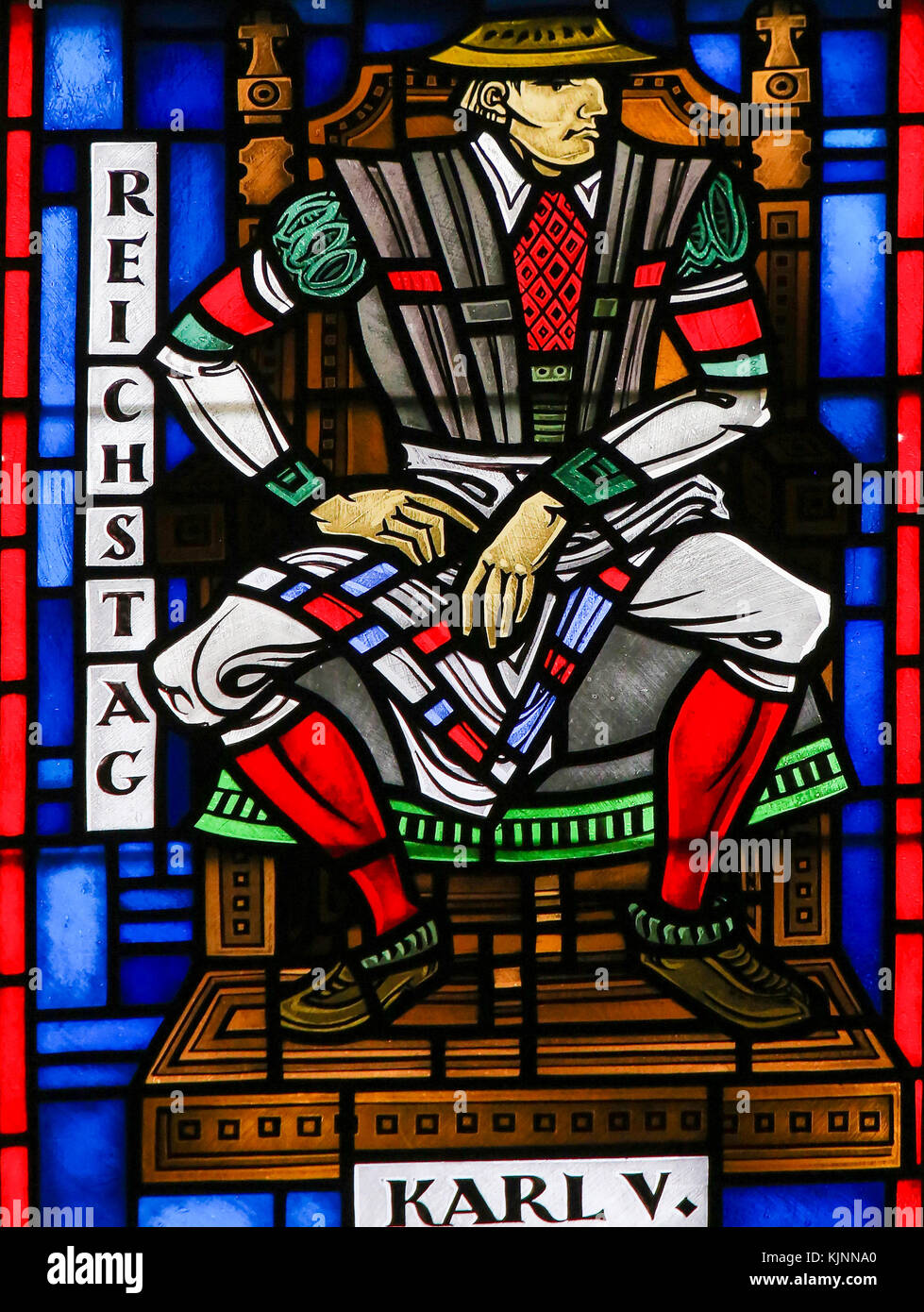 Stained Glass in Wormser Dom in Worms, Germany, depicting Emperor ...