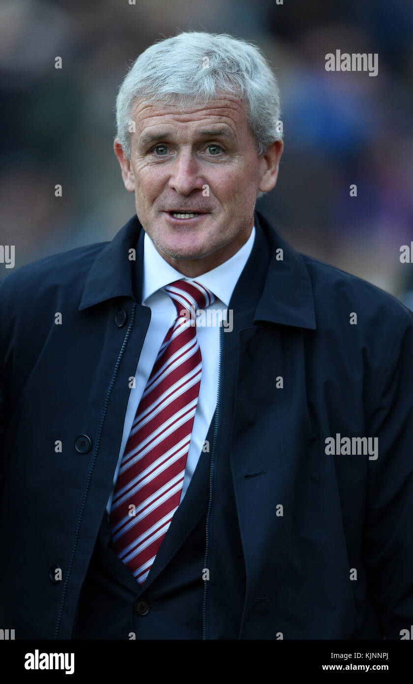 Stoke City manager Mark Hughes during the Premier League match at the ...