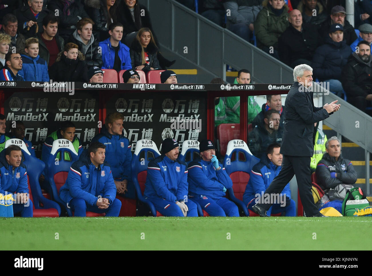 Stoke City manager Mark Hughes during the Premier League match at the ...