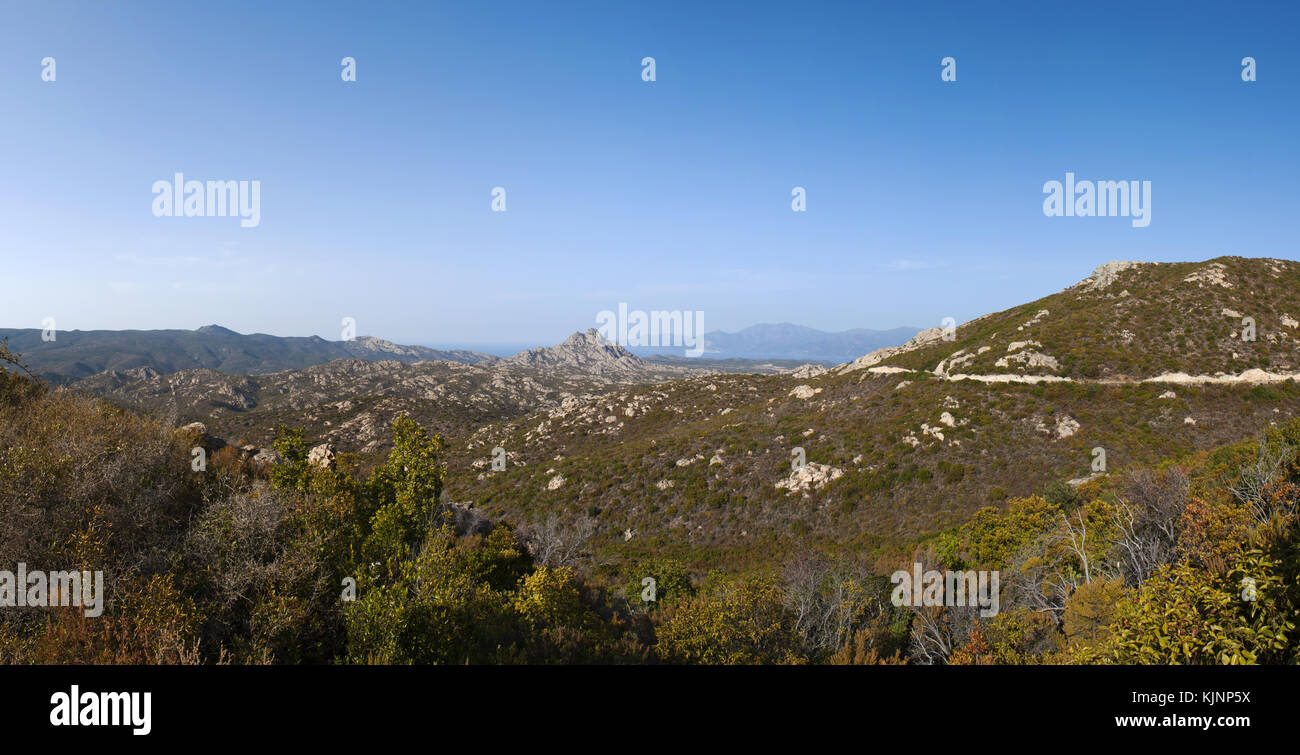 Corsica: the skyline and wild landscape of the Haute-Corse with ...