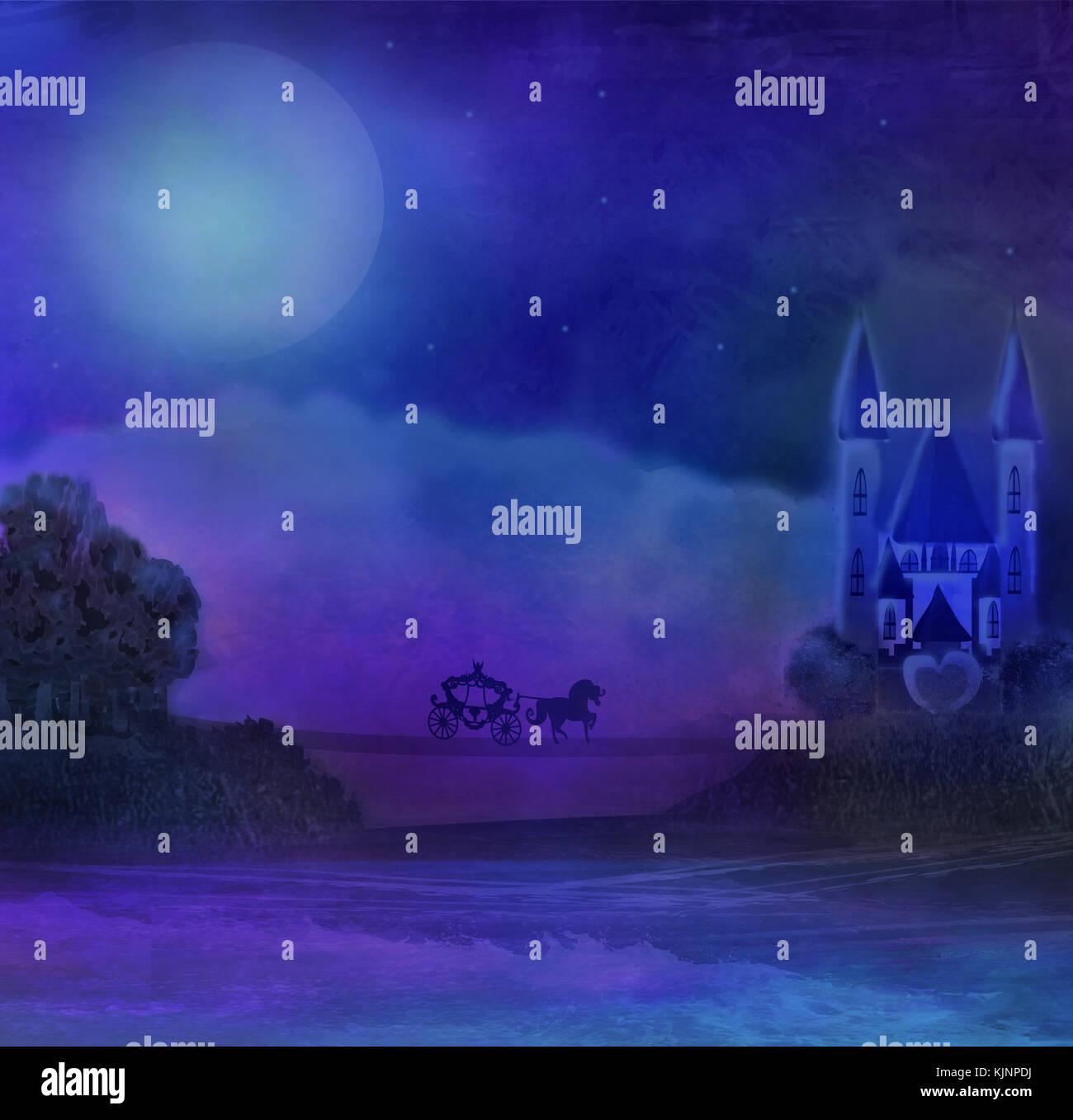 horse carriage and a medieval castle Stock Photo - Alamy