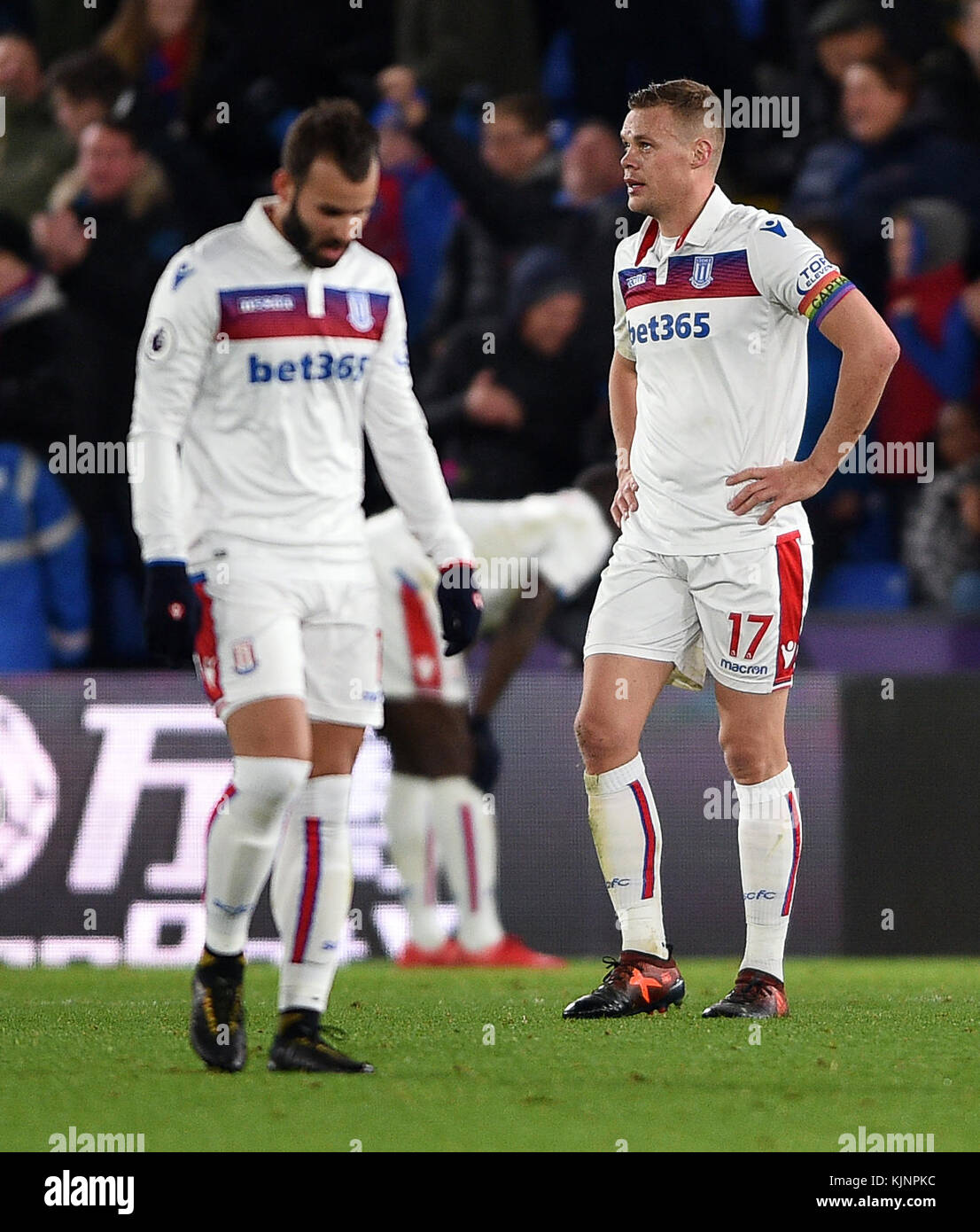 Stoke City's Jese (left) and Ryan Shawcross show dejection as they ...