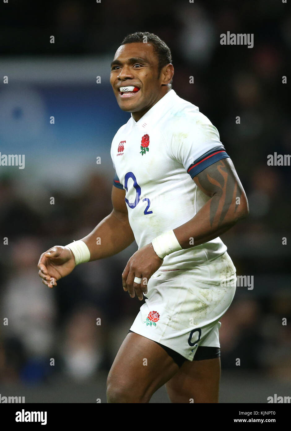England's Semesa Rokoduguni celebrates scoring his side's fifth try of ...