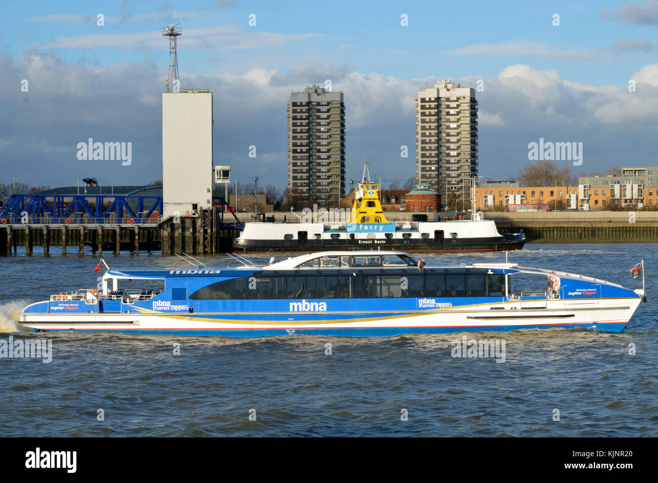 Jupiter Clipper part of the MBNA Thames Clippers fleet operating river ...