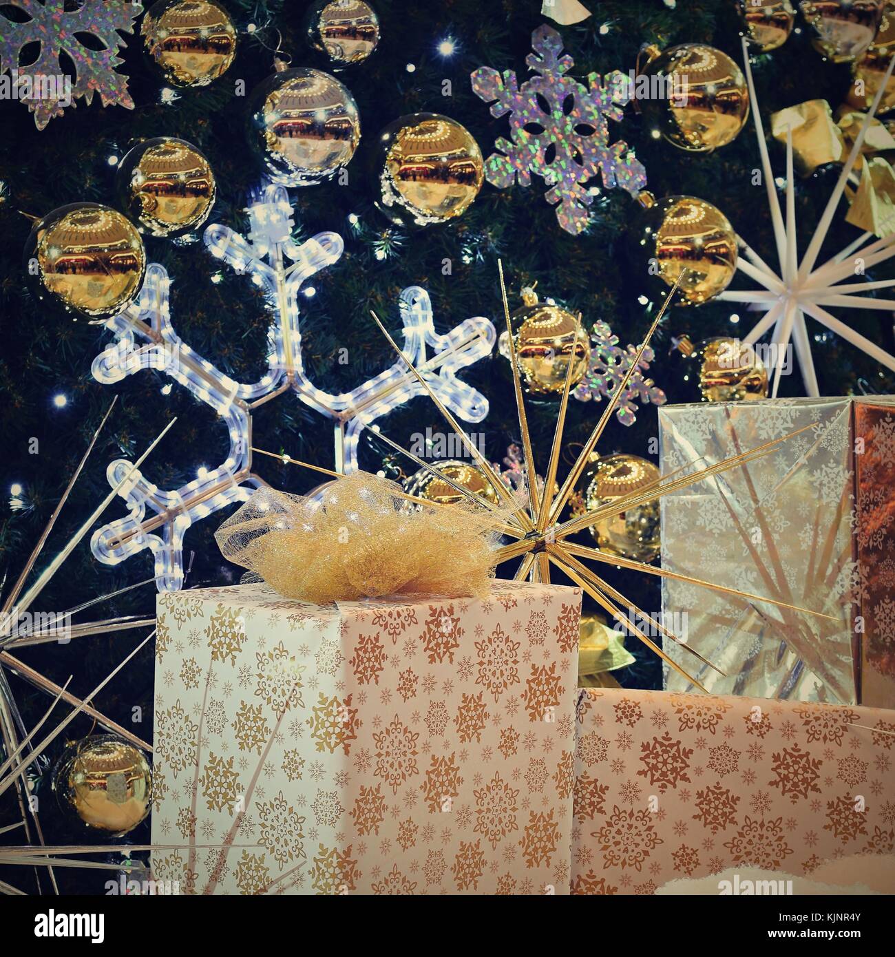 Christmas abstract colorful background with Christmas gift and ...