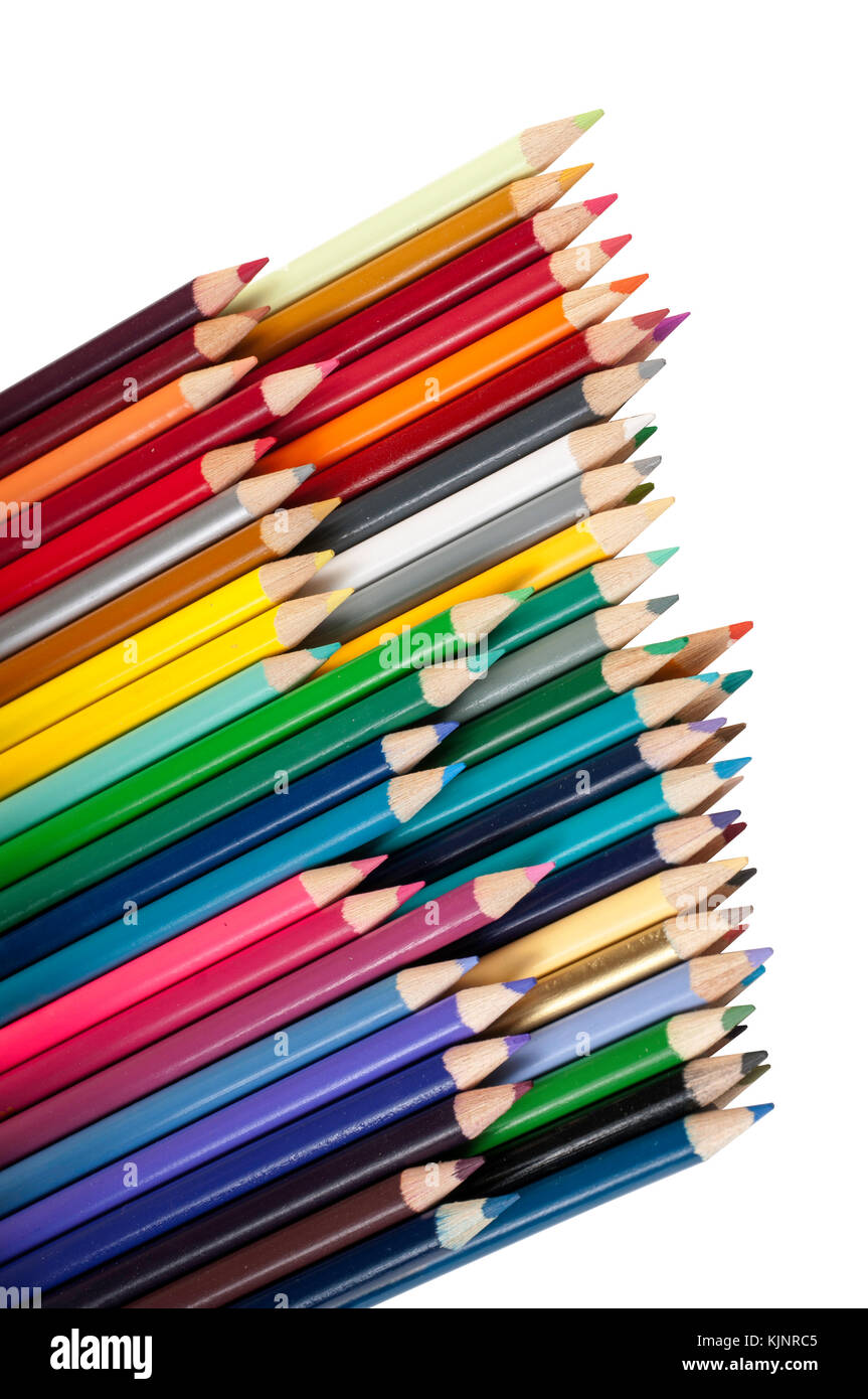 A large collection of colored pencils for use in art class Stock Photo ...